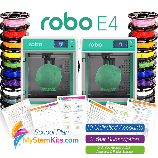 STEMfinity | Robo E4 Educational 3D Printer School Bundle | Robo 3D