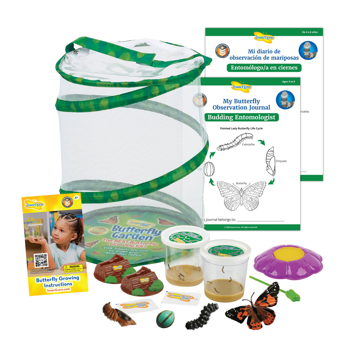 Insect Lore Butterfly Garden Kit with Two LIVE Cups of Caterpillars pl ...