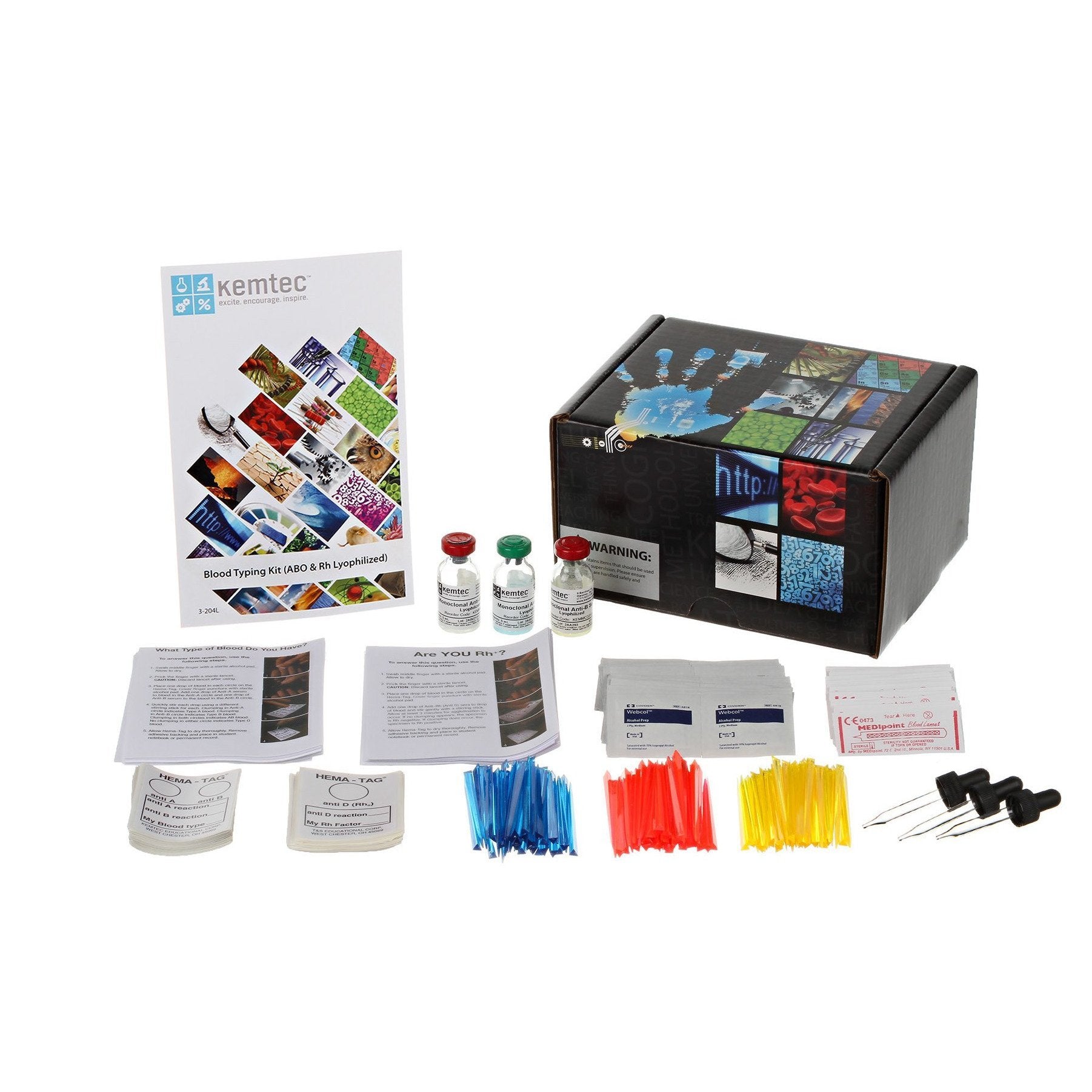 Blood Typing Kit (ABO & Rh Lyophilized) | Kemtec Science | STEMfinity